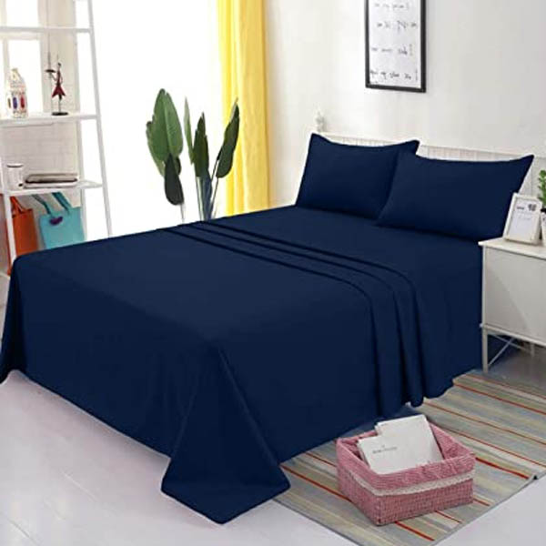 Plain Bed Sheets Price In Pakistan - Navy Blue - Myhomedecor.pk