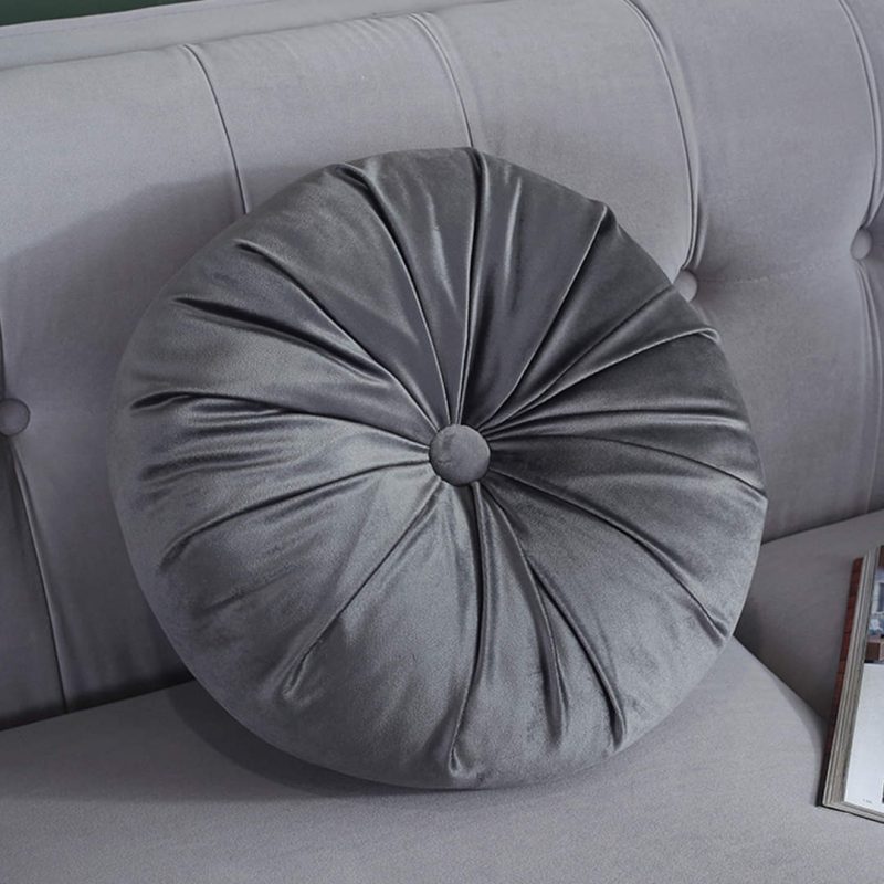 Premium Round Shape Velvet Floor Cushions - Brown